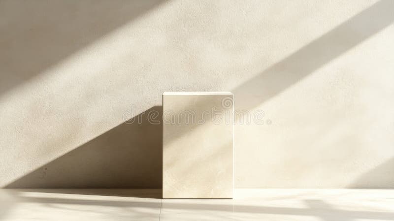 White Cube Product Display on Textured Background with Sunlight Shadows ...