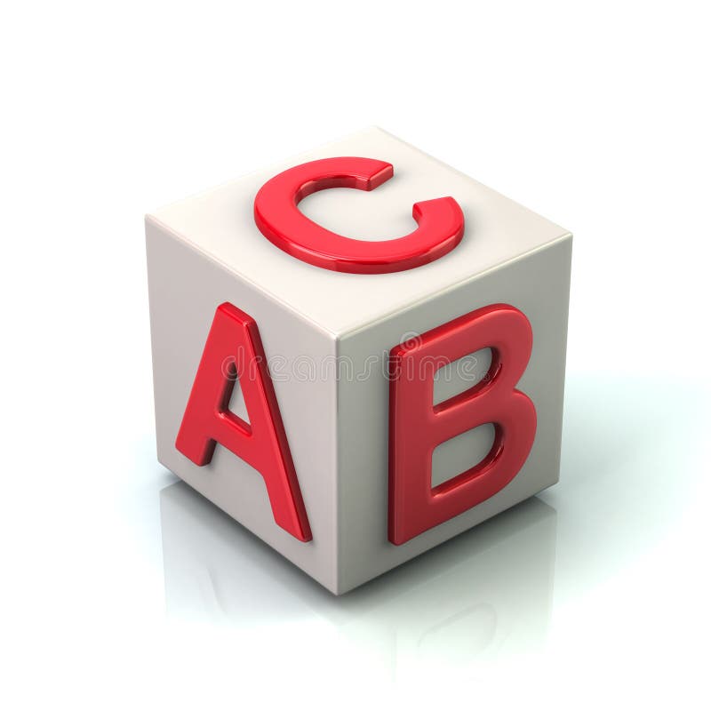 White Cube with Red Letters a, B and C 3d Illustration Stock ...