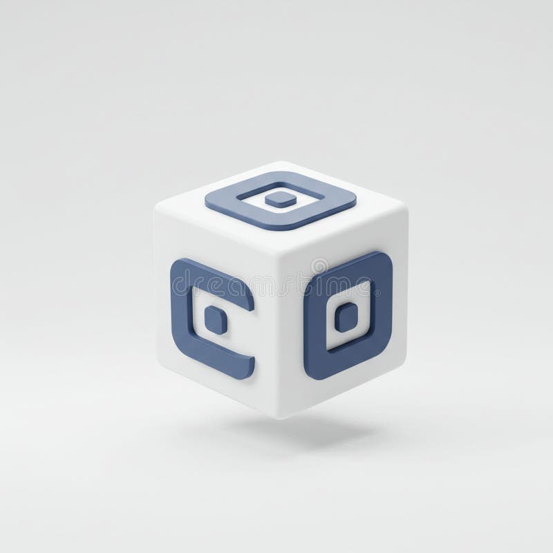 A White Cube with Rounded Edges and Abstract Symbols on Each Visible ...