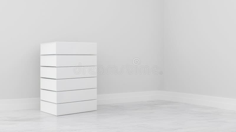 A White Cube-shaped Object Stands Upright in a Minimalist Room. Stock ...