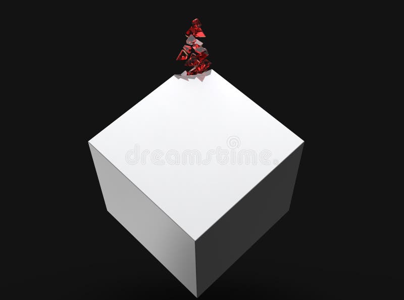 White Cube Slowly Dissolving into Red Crystals Stock Illustration ...