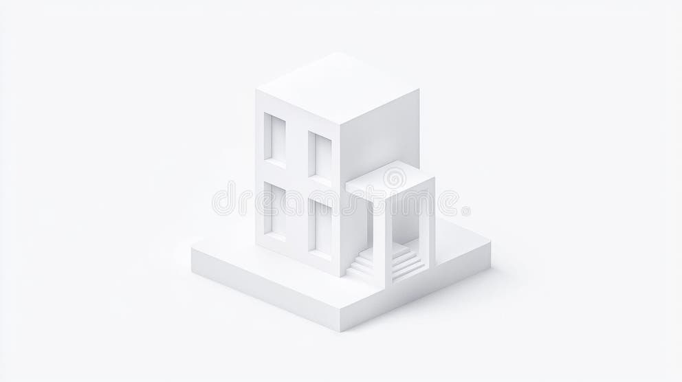 A White Cube with a Small Square Window and a Small Square Window on the Side. Stock ...