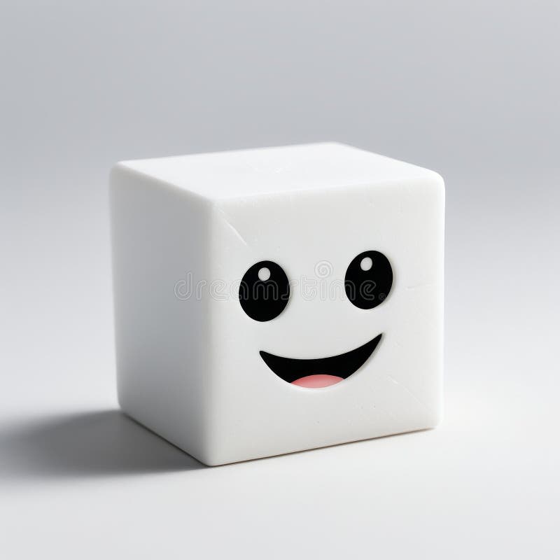 Smiling White Cube Character Stock Photo - Image of charming, white ...