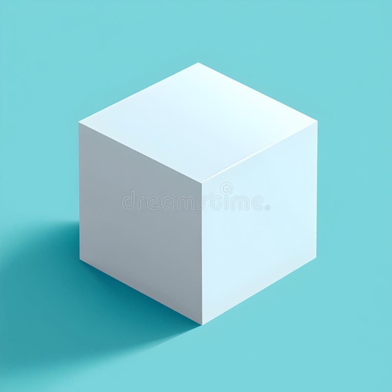 White Cube with Smooth Edges Placed on a Light Blue Background. Stock ...