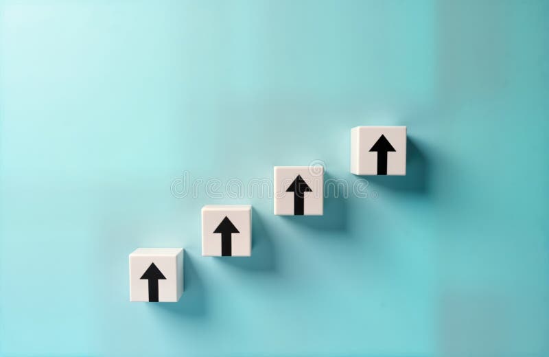 White Cubes Arranged in Diagonal Upward Sequence Illustrate Progress ...