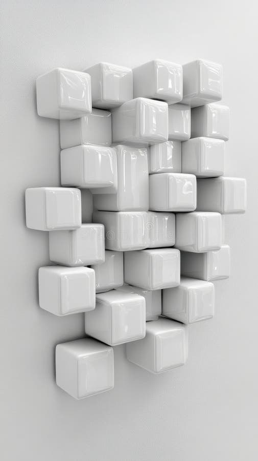 White Cubes Create Abstract Wall Art Design Stock Illustration ...