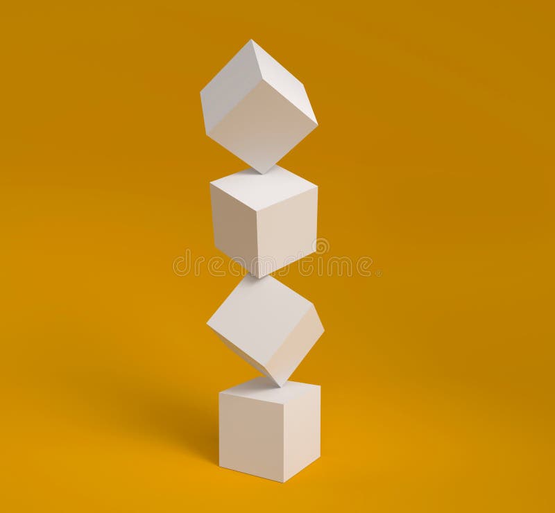White Cubes on Each Other Over the Orange Background, Abstract Image ...