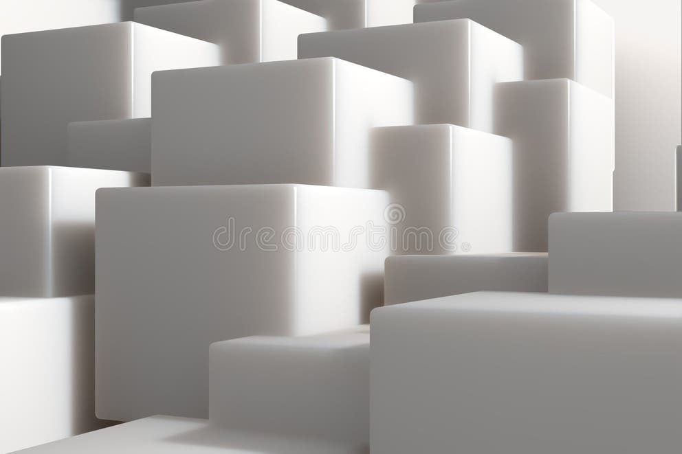 White Cubes and Rectangular Prisms are Forming Abstract Landscape in 3D ...