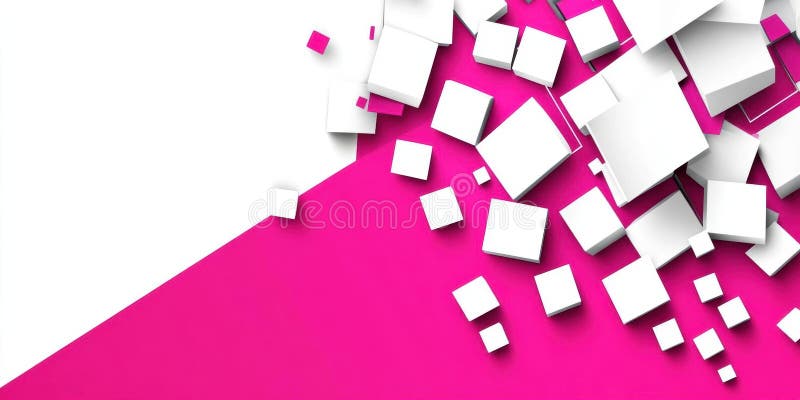 White Cubes Scatter Across a Pink Surface with Modern Design Theme ...