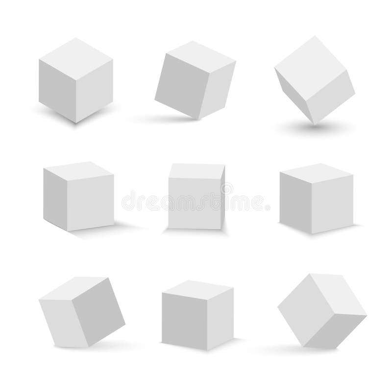 White Cube. Cubic Box 3D Template Stock Vector - Illustration of award ...