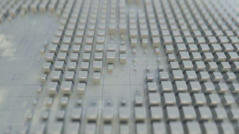 White Cubes on Techno Surface 3D Rendering Stock Illustration ...