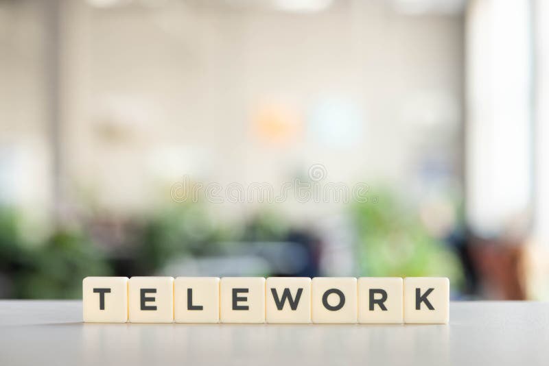 White Cubes with Telework Lettering on Stock Image - Image of symbols ...
