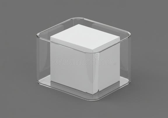 A White Cubic Object is Enclosed in a Transparent, Rounded Rectangular ...