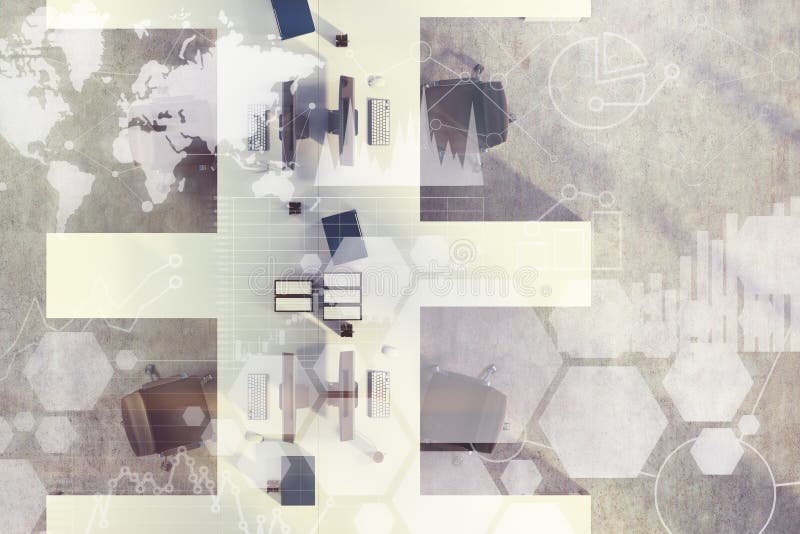 White Cubicles Office, Top View Stock Illustration - Illustration of ...
