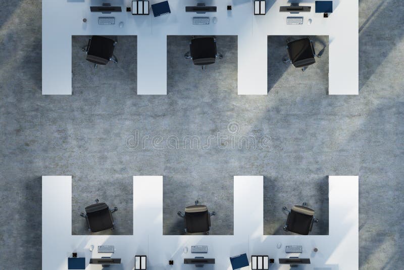 White Cubicles Office, Top View Stock Illustration - Illustration of ...