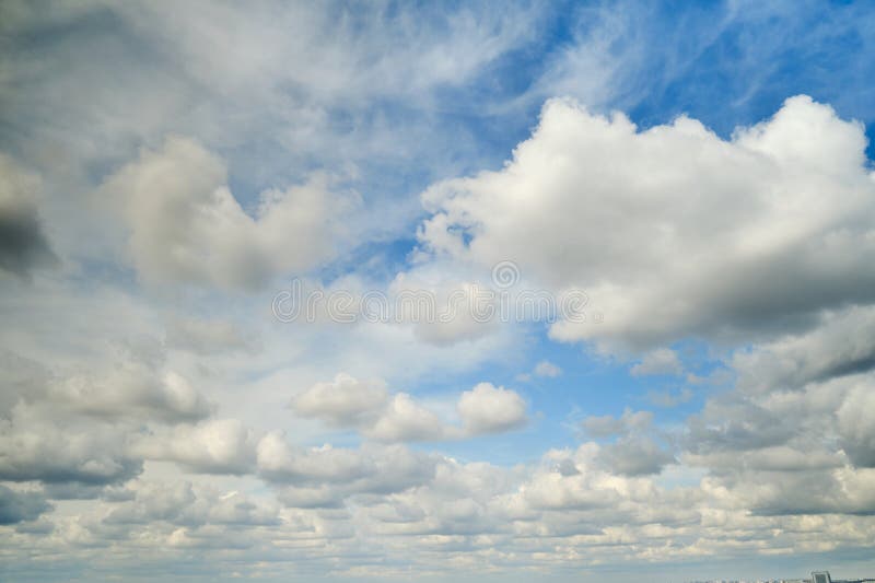 White Cumulus Clouds in the Blue Sky. Bright Beautiful Sky, Copy Space ...