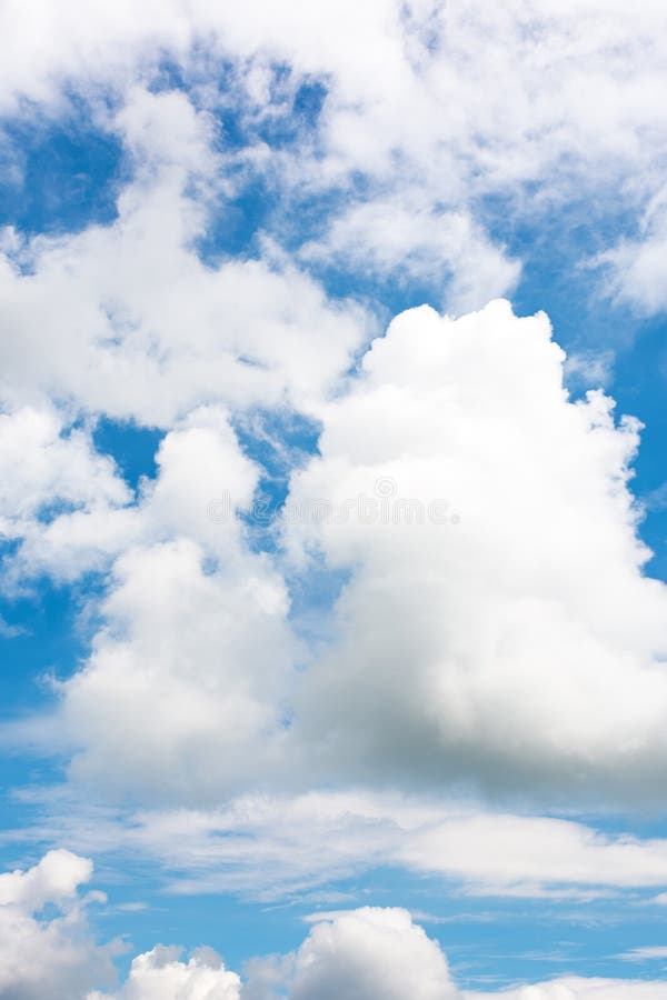 White Cumulus Clouds on a Blue Sky. Summer Weather Background Stock ...