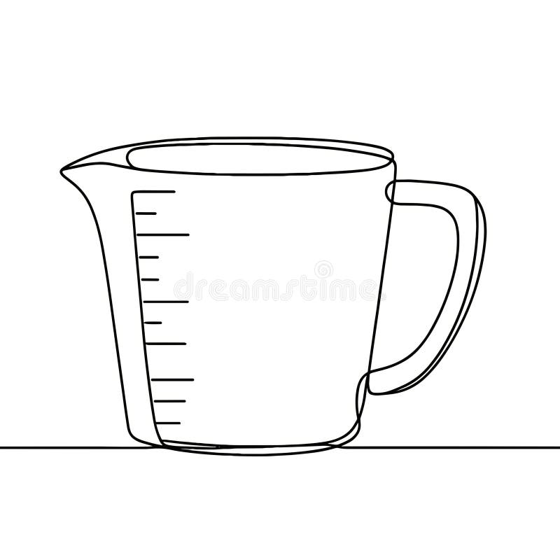 A White Cup with a Black Handle and a Black Ruler on the Side Stock ...