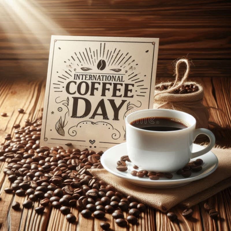 White Cup and Coffee Beans on Wooden Table Backdrop with a Special ...