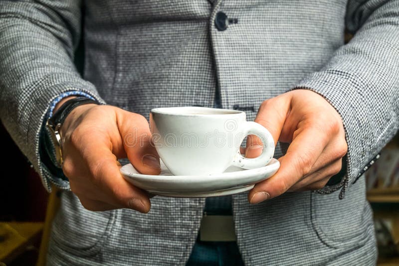 White Cup of Coffee in Hands Stock Image - Image of caffeine, coffee ...