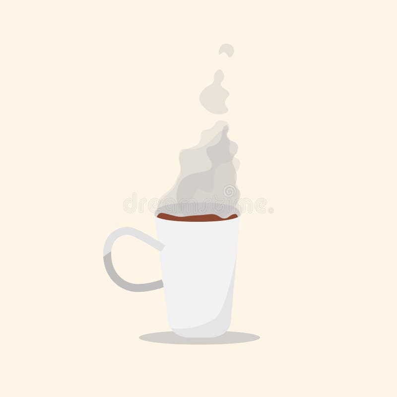 White Cup of Coffee with Soft Smoke Art Flat Design Stock Vector ...