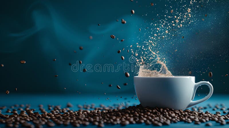 Dynamic Coffee Splash from Cup on Black Background Stock Photo - Image ...