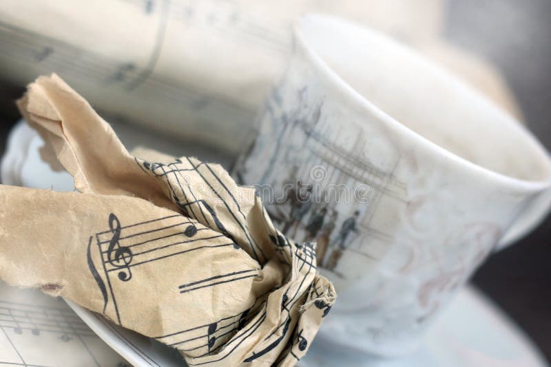 A White Cup of Coffee with Steam and a Musical Note Stock Image - Image ...