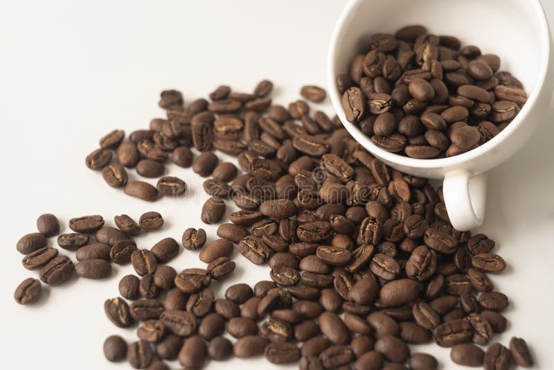 White Cup Filled with Coffee Beans. High Quality Photo Stock Photo ...