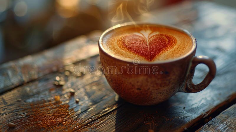 A Cup of Coffee with Heart Design Stock Image - Image of foam ...