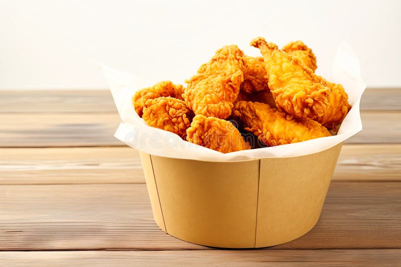 White Cup with Fried Chicken on Table Stock Image - Image of tasty ...