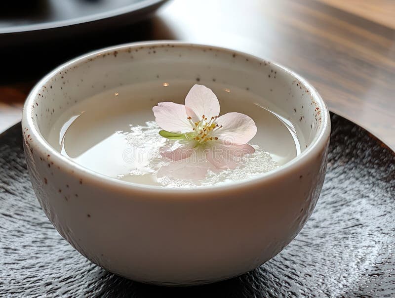 White Cup of Herbal Tea with Floating Flower Stock Illustration ...
