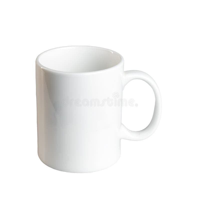 White Cup Isolate. Side View Stock Photo - Image of handle, reflection ...