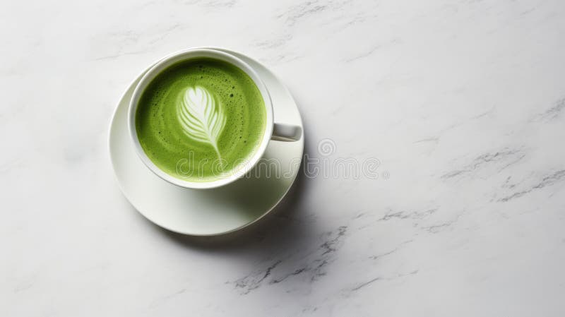 White Cup of Matcha Latte Drink with Copy Space Stock Illustration ...
