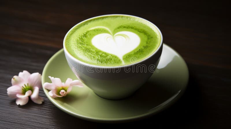 White Cup of Matcha Latte Drink with Copy Space Stock Illustration ...