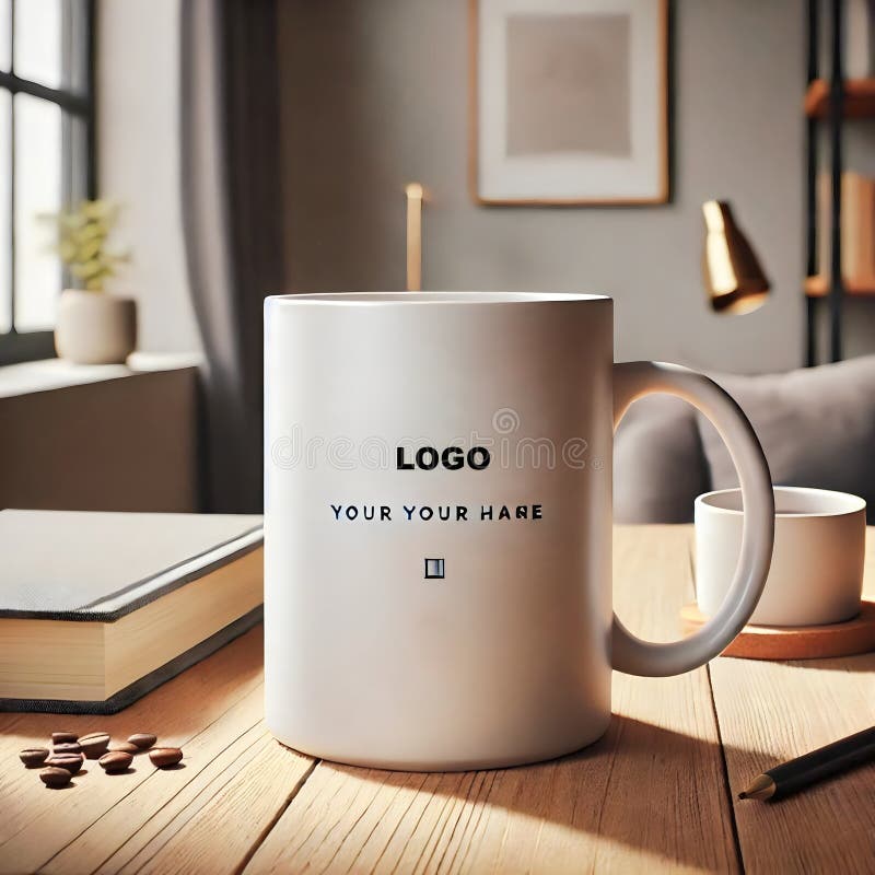 White cup mockup design stock illustration. Illustration of chair ...