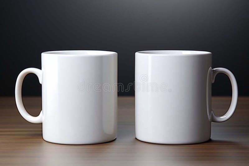 White Cup Mockup. Mug Front and Back Stock Illustration - Illustration ...