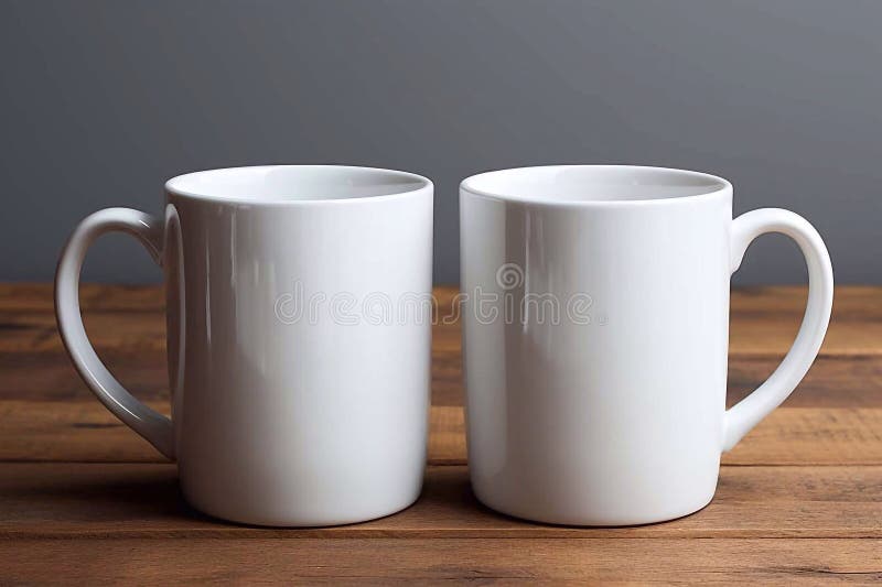 White Cup Mockup. Mug Front and Back Stock Illustration - Illustration ...