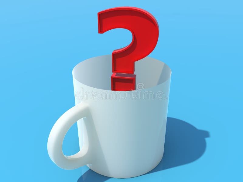 White Cup with Question Mark Concept Stock Illustration - Illustration ...