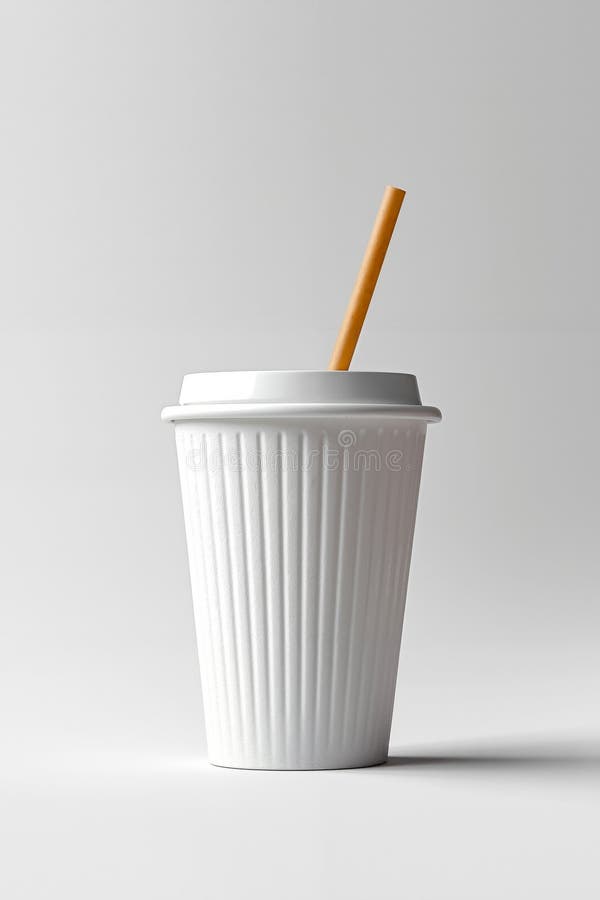 A White Cup with a Straw Sticking Out of it Stock Illustration ...