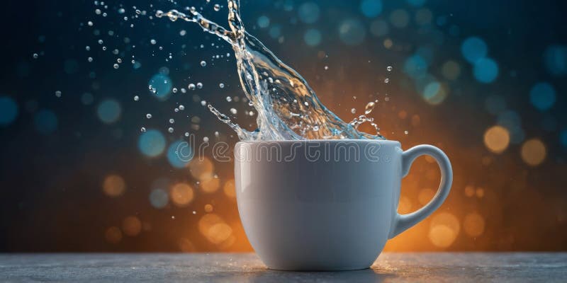 A White Cup with Water Splashing Out of it. Stock Photo - Image of ...