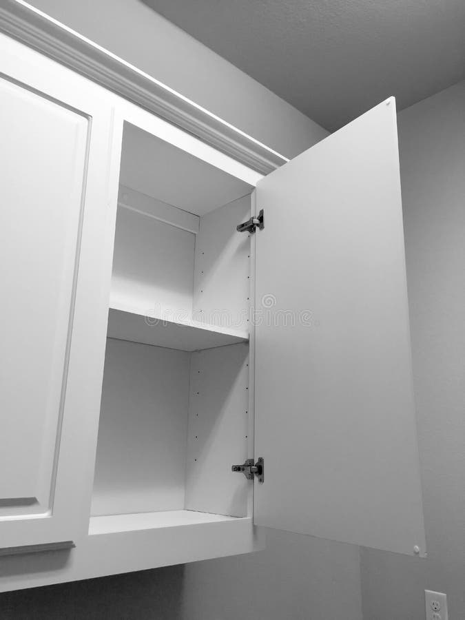 White Cupboard in a New House Stock Image - Image of cabinet, cupboard ...