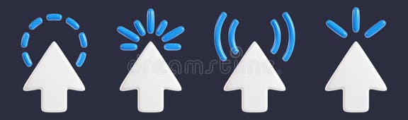 White Cursor Arrow with Different Mouse Click Effect. Stock ...