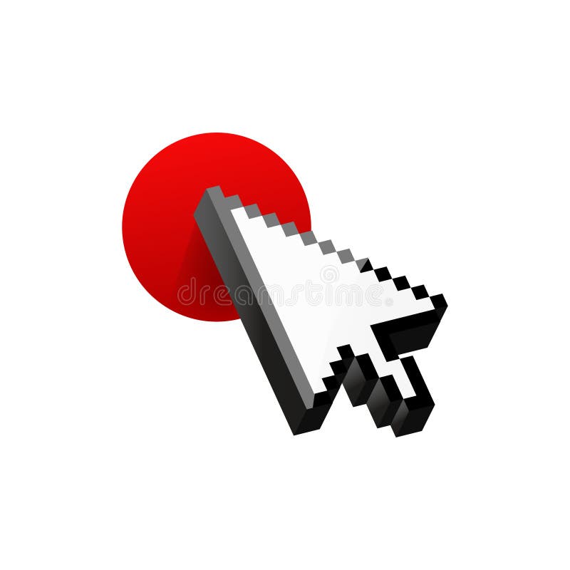 White Cursor for Computer Click on Red Button. Stock Illustration ...