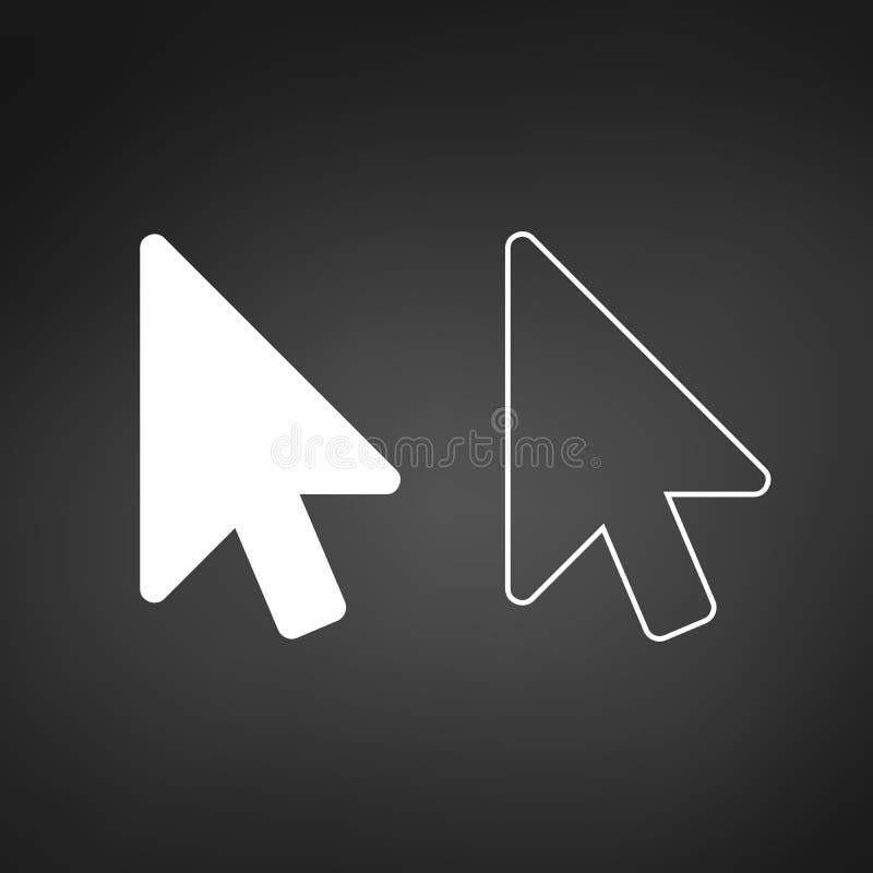 White Cursor Icon. Vector Illustration Isolated on Modern Black ...