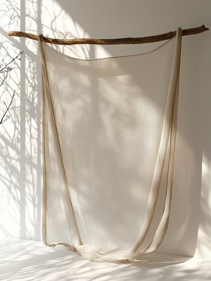 White Curtain Draped Elegantly on a Wall in a Bright and Airy Room ...
