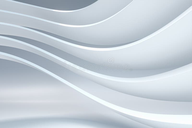White Curve Geometry with White Background, 3d Rendering Stock ...