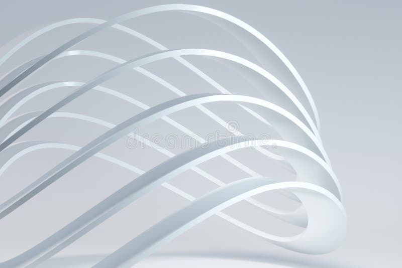 White Curve Geometry with White Background, 3d Rendering Stock ...