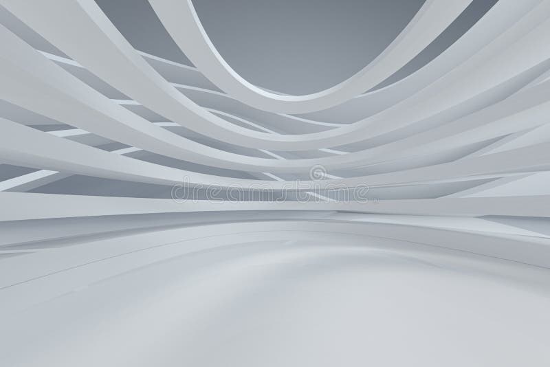 White Curve Geometry with Empty Ground, 3d Rendering Stock Illustration ...