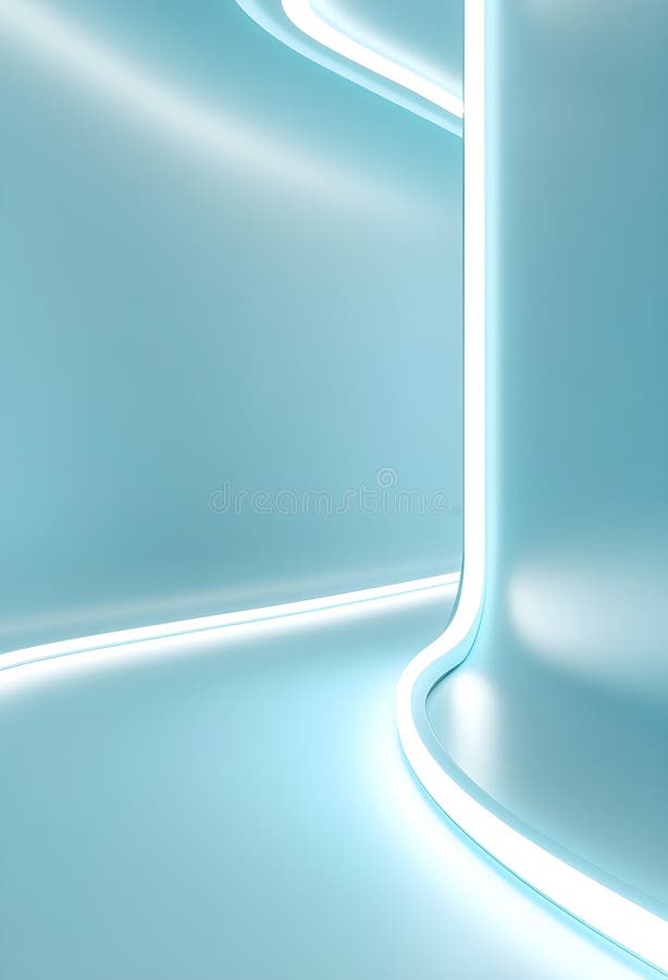 White Curved Light Strip Light Blue Background Cloud Stock Illustration ...
