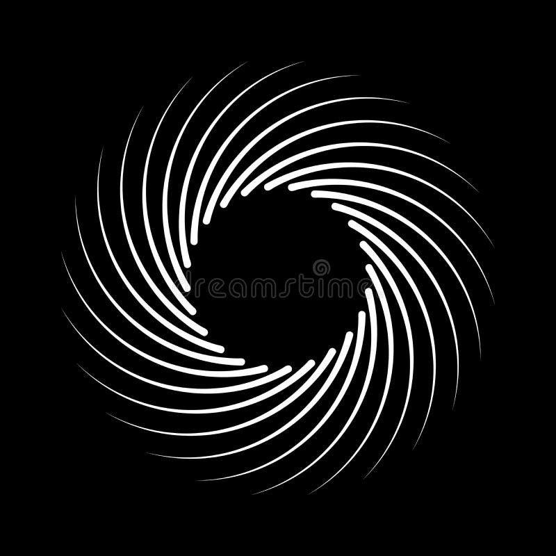 White Curved Stripes in Round Form. Black Background Stock Vector ...